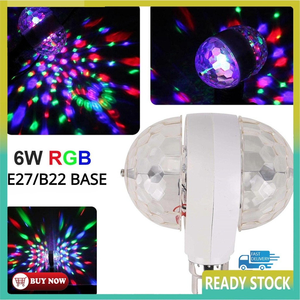 LED RGB Color Rotating Light Bulb Multi Changing Color Crystal Double ...