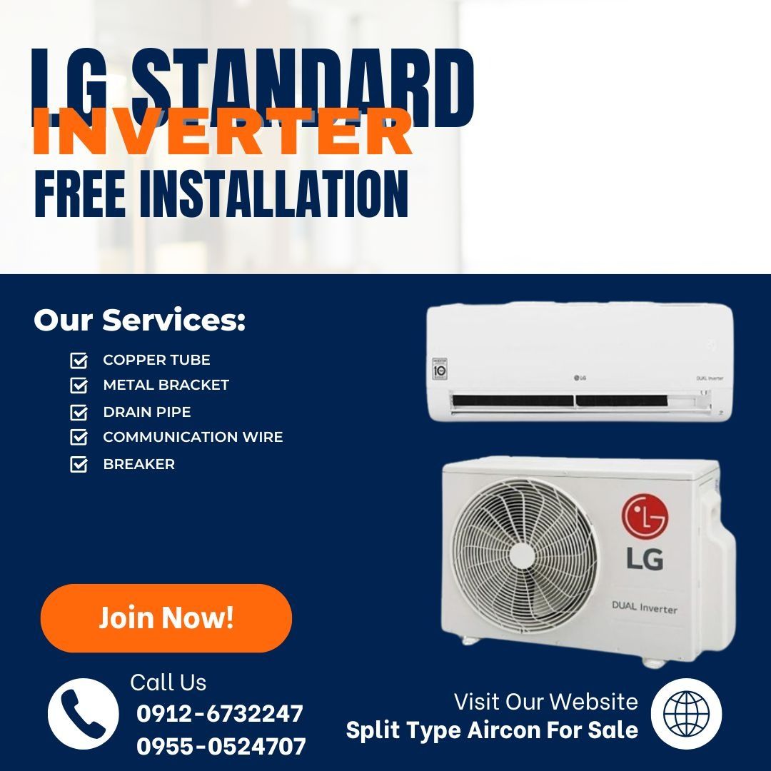 LG STANDARD INVERTER SPLIT TYPE AIRCON, TV & Home Appliances, Air ...