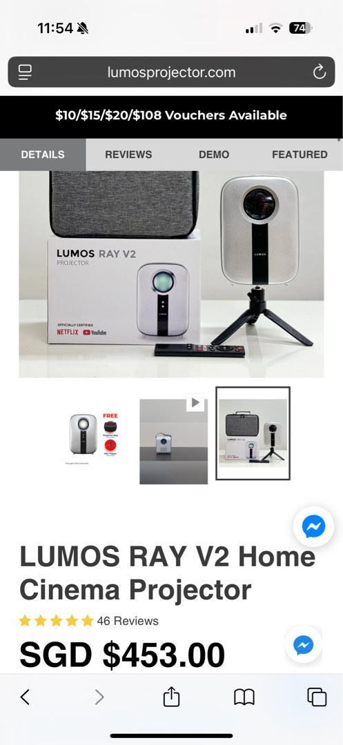 LUMOS RAY V2 Home Cinema Projector (SMART enabled), TV & Home ...