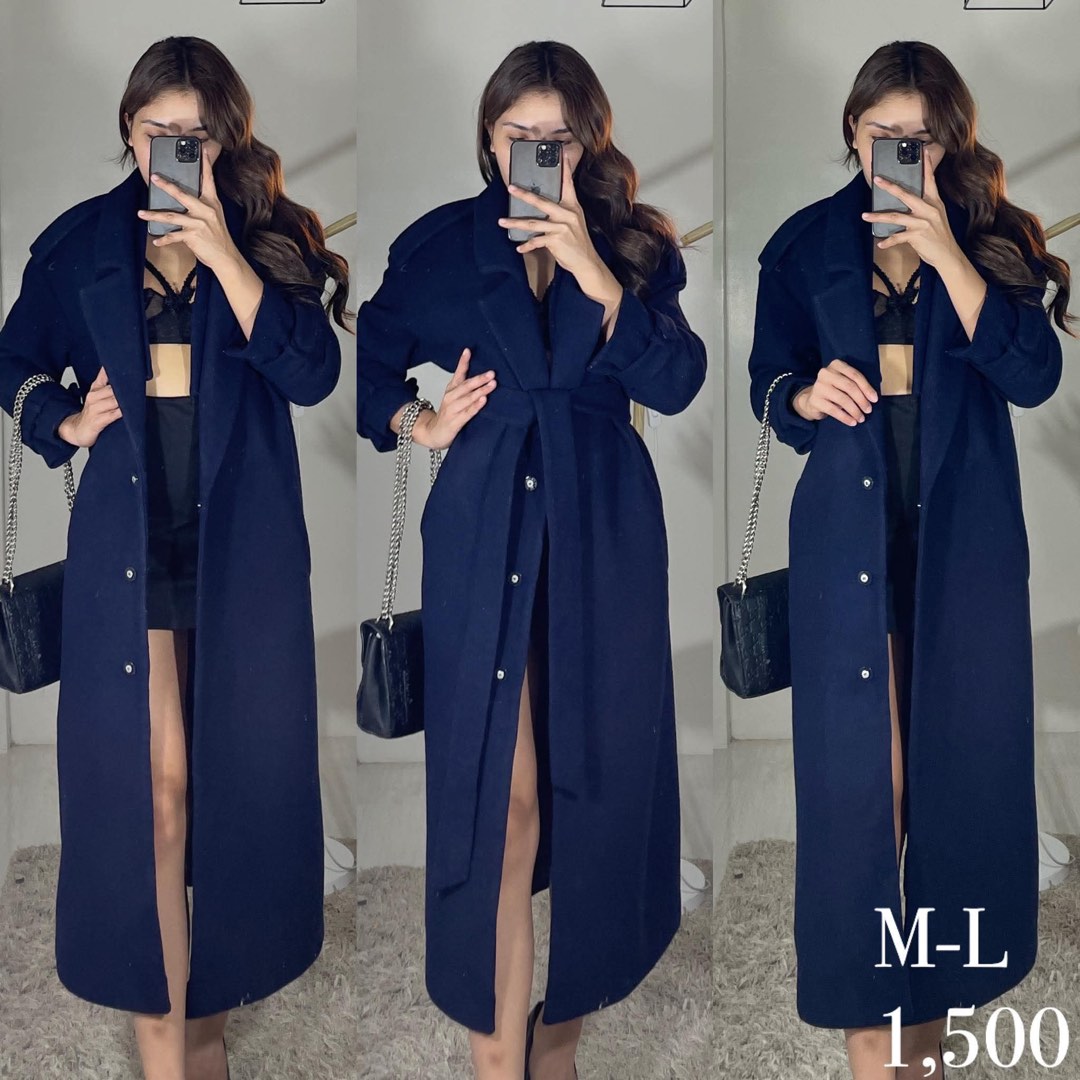 NAVY BLUE BRANDED PREMIUM WOOL COAT TRENCH COAT WINTER COAT, Women's ...
