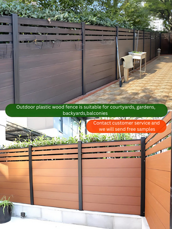 Outdoor Plastic Wood Fence Weatherproof Garden & Villa WPC Fence Panels ...