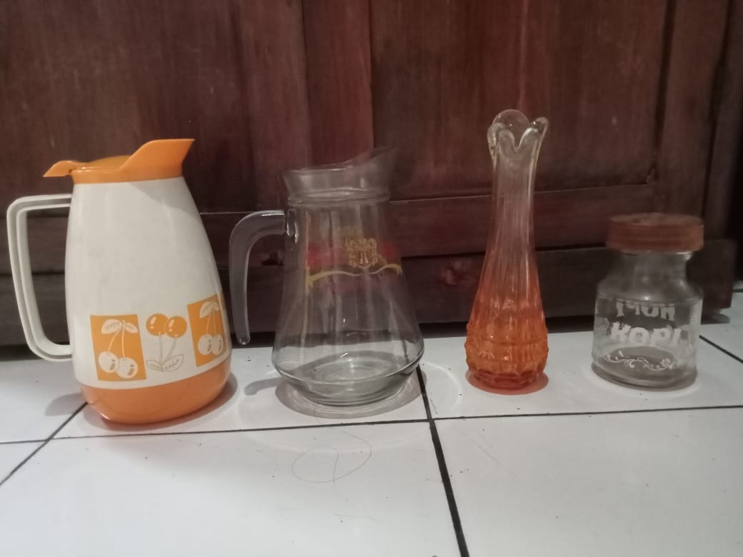Paket jug, toples dan vas bunga jadul lawas original, paket sesuai ...