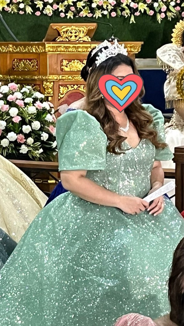 Sage Green Filipiniana Ball Gown, Women's Fashion, Dresses & Sets ...