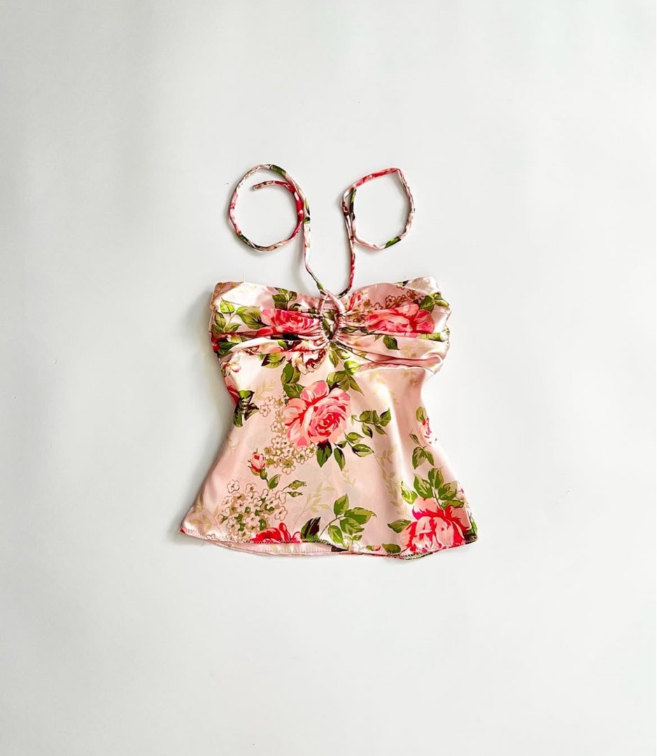 silk floral halter tube top | lovebydianna, Women's Fashion, Tops ...