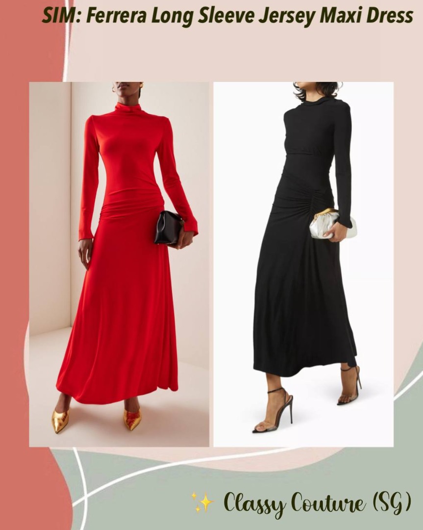 Simkhai Ferrera Long Sleeve Jersey Maxi Dress, Women's Fashion, Dresses ...