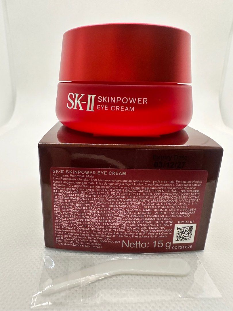 Sk2 skinpower eyecream full size 15g origional exp 2027, Kesehatan ...