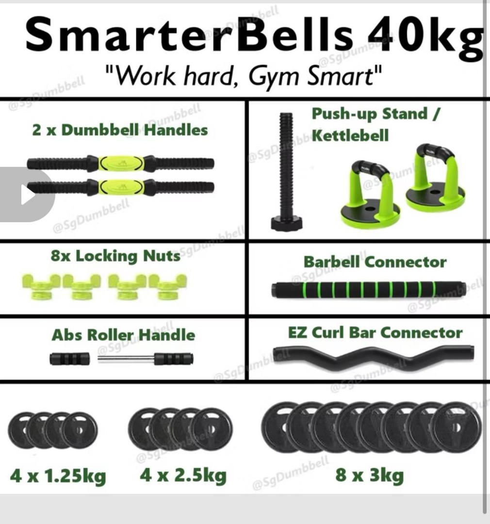 SMARTERBELLS dumbell weights set, Sports Equipment, Exercise & Fitness ...