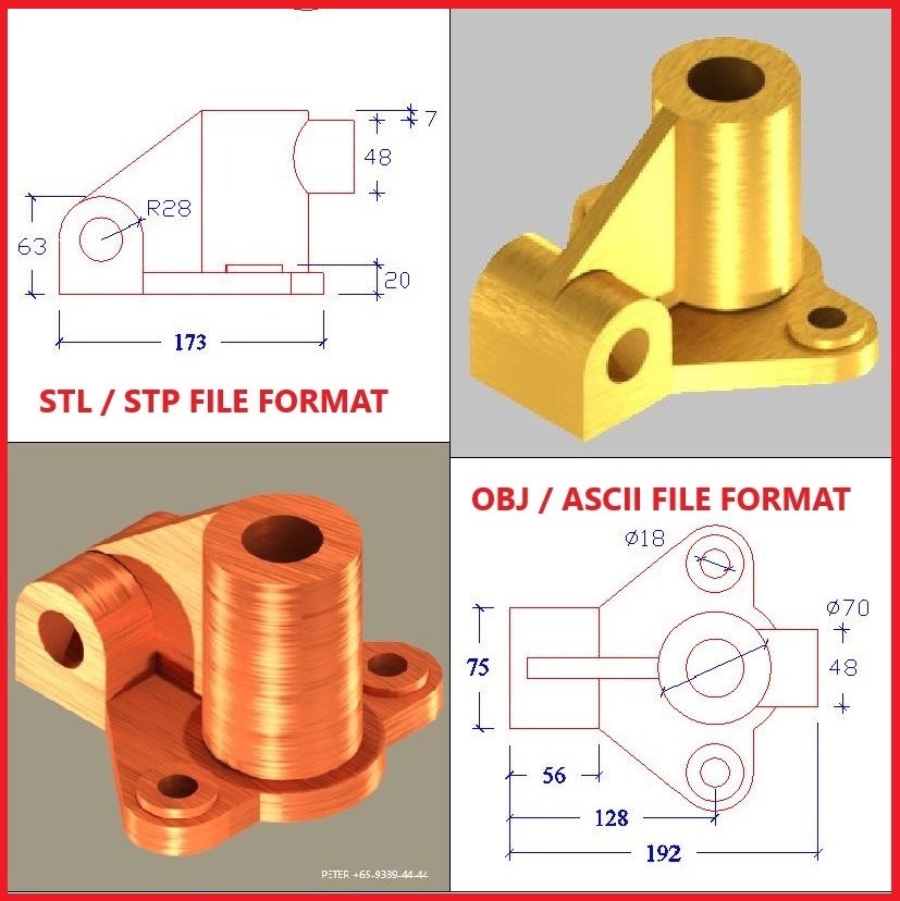 Generate Draw STL STP OBJ ACSII File Format MECHANICAL FIGURE OBJECT ...
