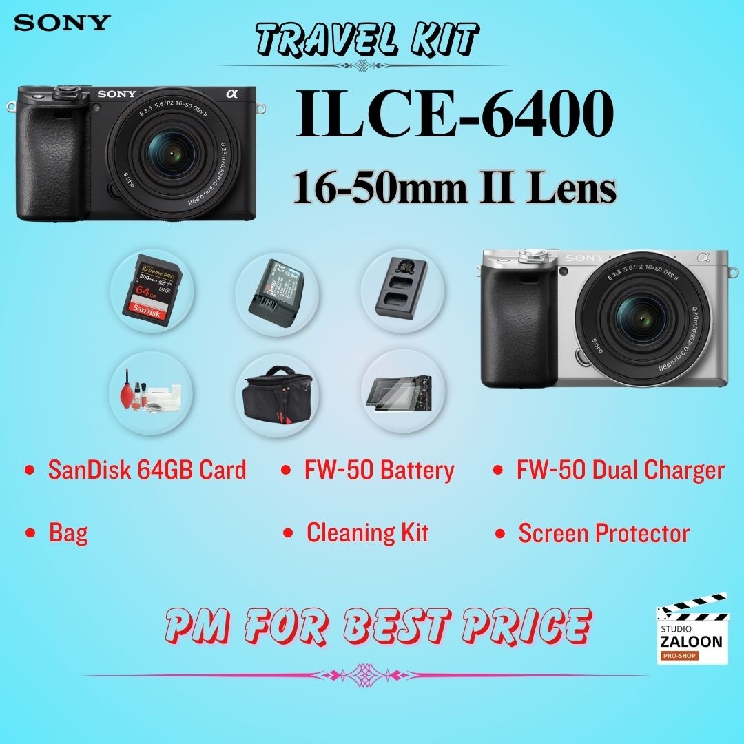Travel Kit Sony a6400 Mirrorless Camera (Black) with 16-50mm II Lens ...