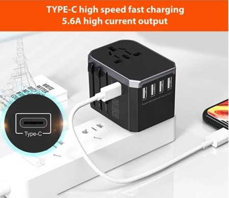 Universal Compact Travel Adapter Plug Charger USB C PORT 65W Charging ...
