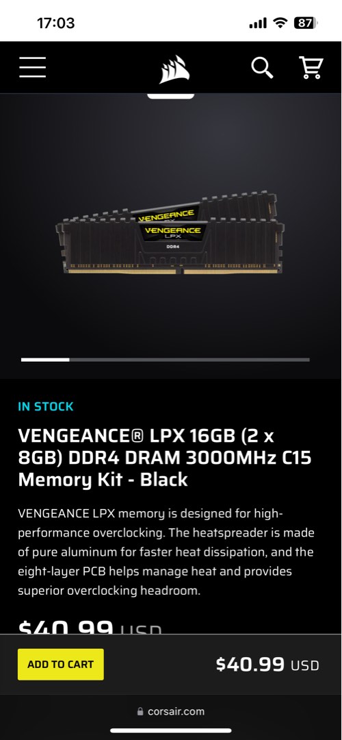 Vengeance LPX DDR4 RAM 16GB (2x8gb), Computers & Tech, Parts ...