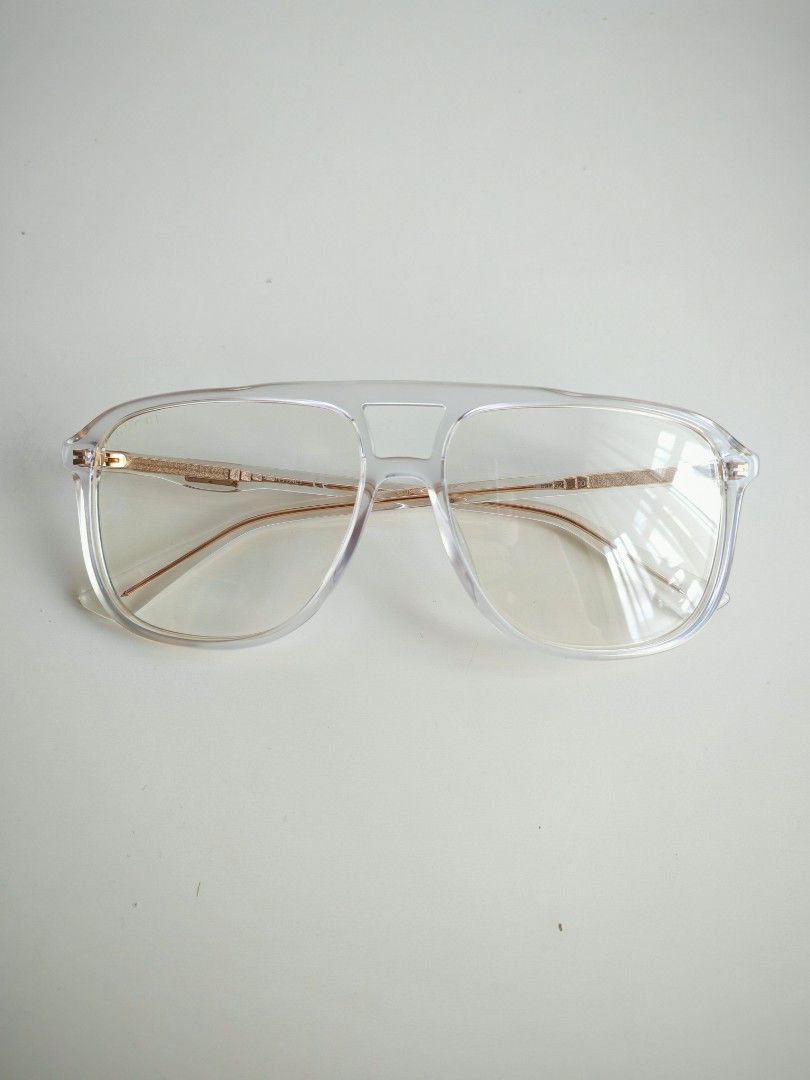 100% Authentic Gucci clear Transparent oversize vintage avaitor Glasses ...