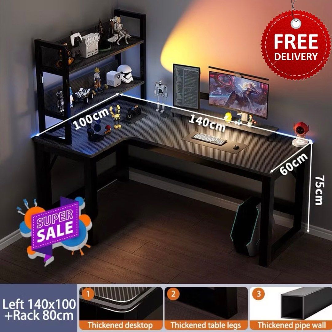Corner L Shape Table Computer Table Organizer Gaming Table Carbon Fibre ...