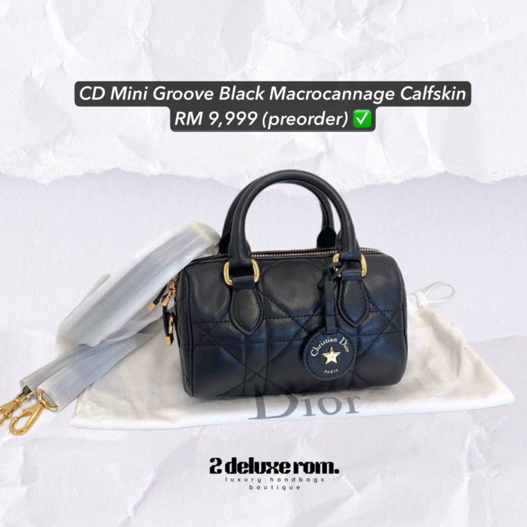 CD Mini Groove Black Macrocannage Calfskin | FIXED PRICE, Luxury, Bags ...
