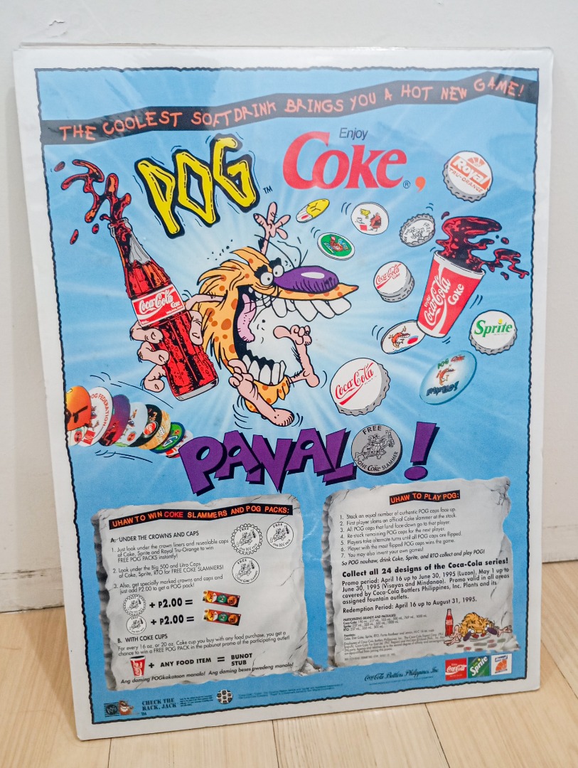 COCA COLA POGS PANALO POSTER 1995 - POG COKE PANALO, Hobbies & Toys ...