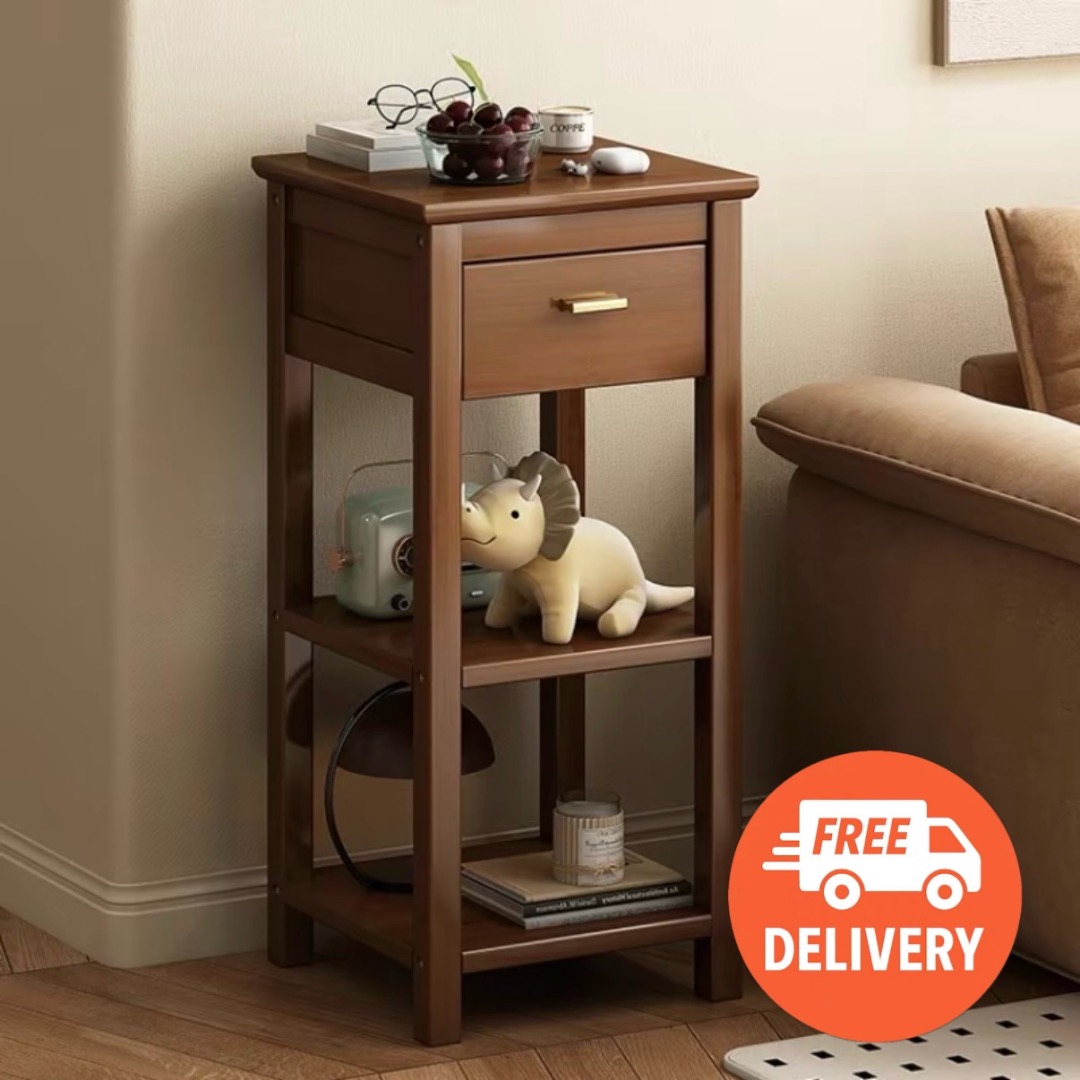 [FREE DELIVERY] Narrow Bedside Table | Tall Sofa Side Table | 3-Tier ...
