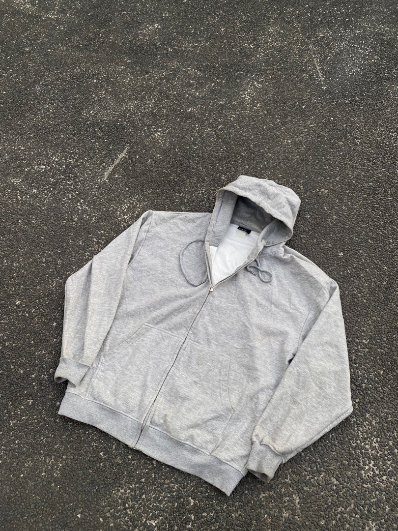 full zip hoodie gray by Hey big, Men's Fashion, Tops & Sets, Hoodies on Carousell