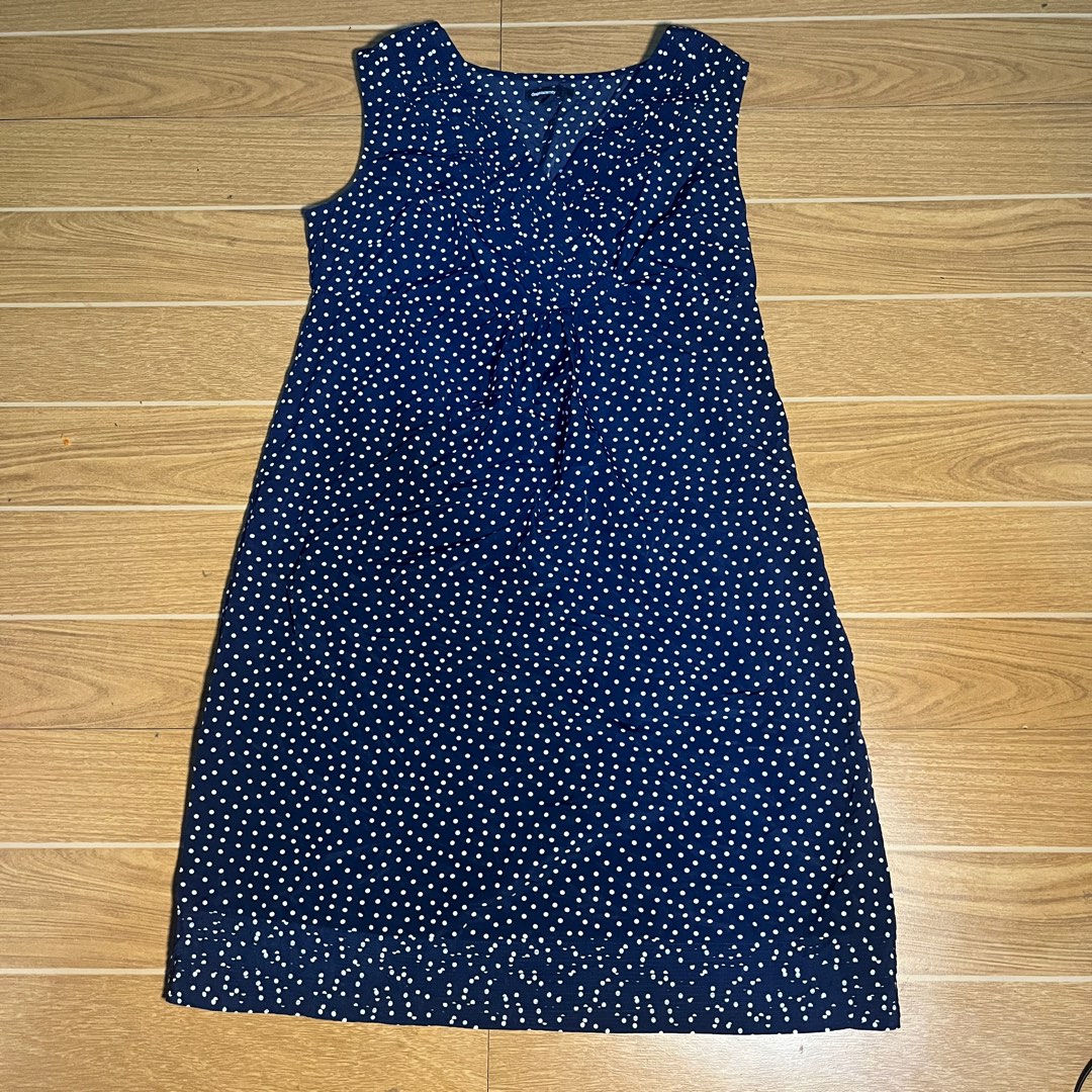 GAP MATERNITY Navy Blue White Polka Dot Dress Pintuck Cross Over (Small ...