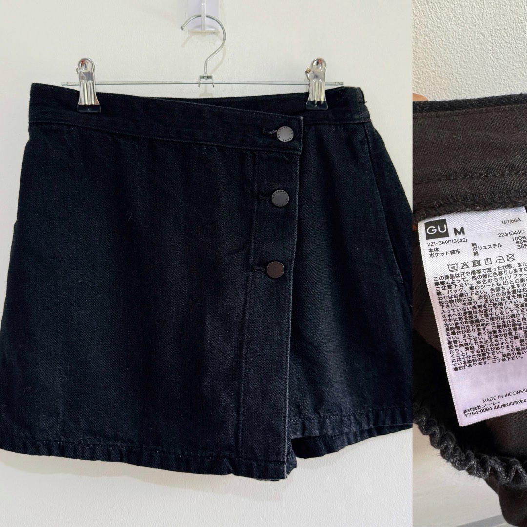 GU Soft denim black skort, Women's Fashion, Activewear on Carousell