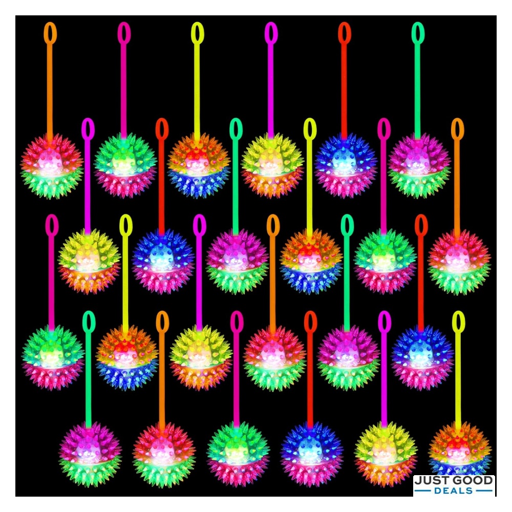 Haerbao 24 Pieces Light Up Bouncy Ball Light up Spike Rubber Ball ...
