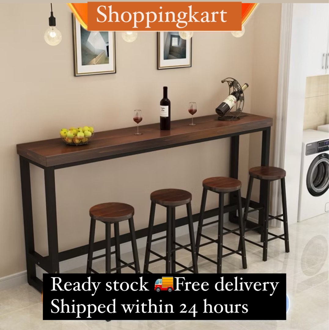 High table Bar table Long table Narrow Table Set and Chair, Furniture ...