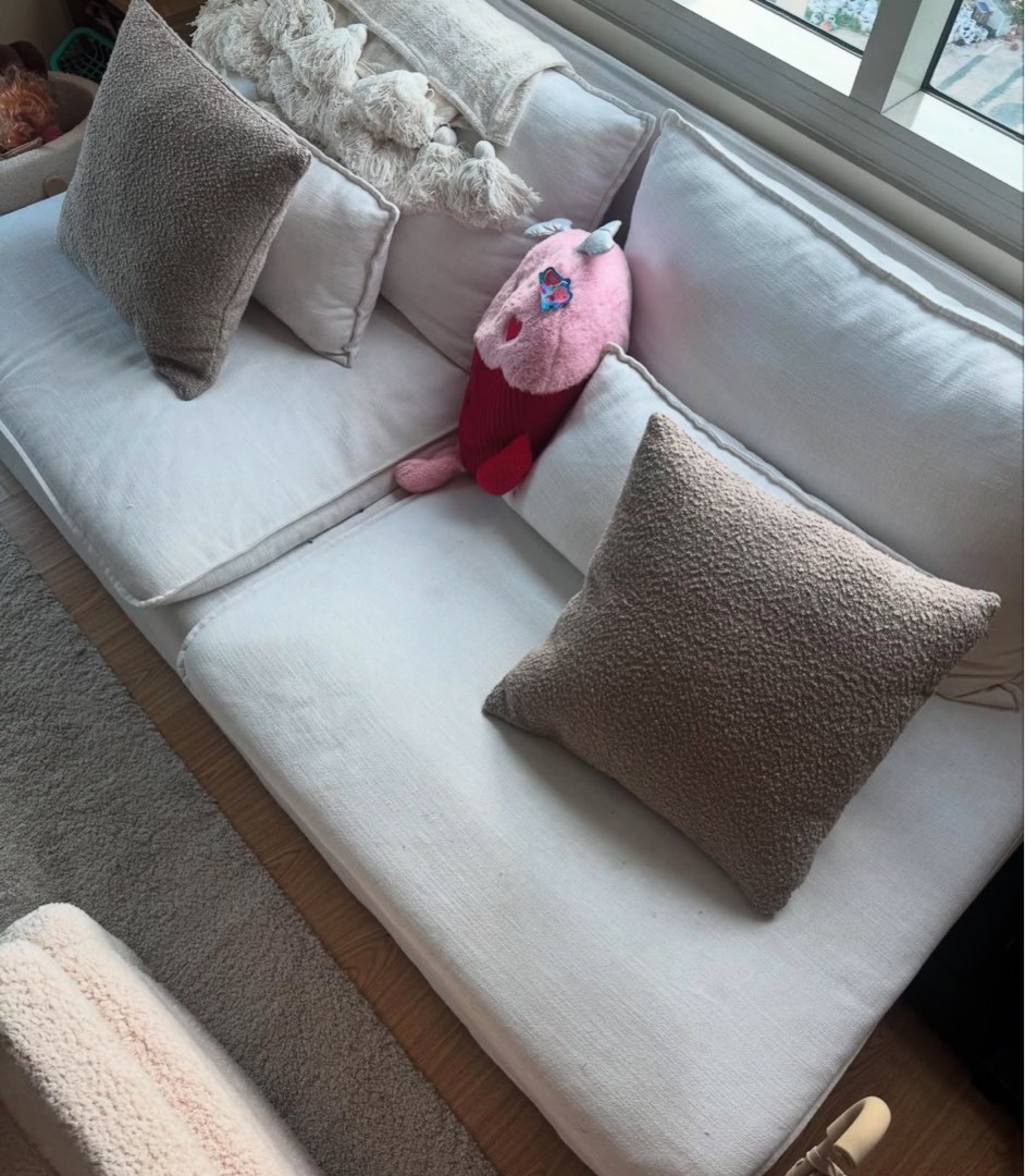 Ikea white sofa couch, Furniture & Home Living, Furniture, Sofas on Carousell
