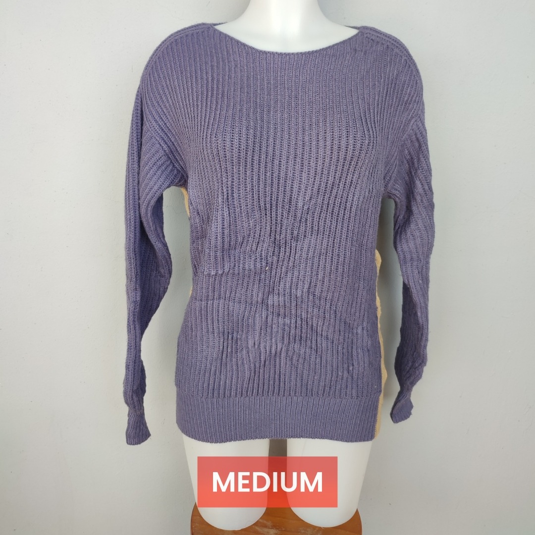 [JAPAN] Purple ribbed long sleeves knit, Women's Fashion, Coats ...