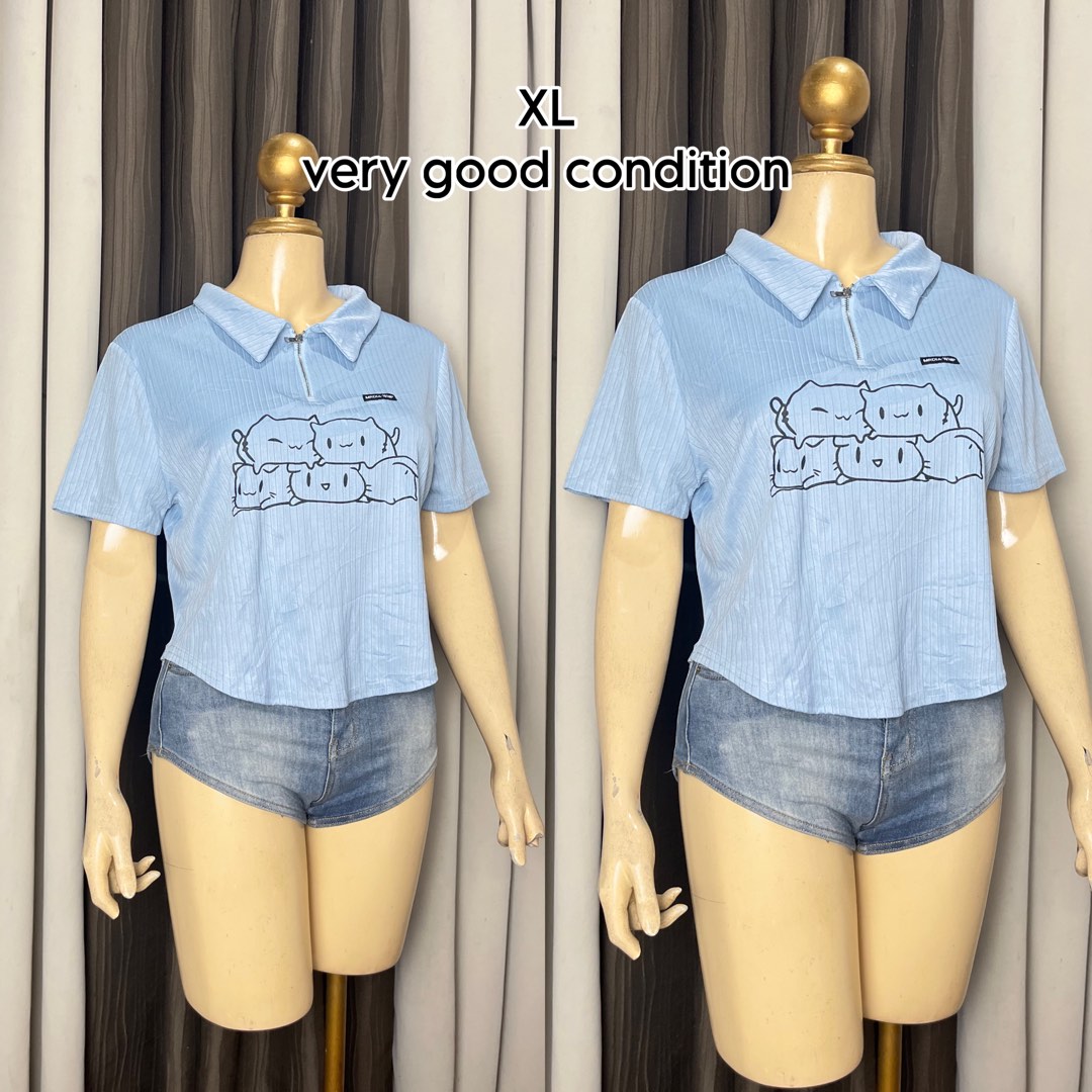 Korean cute polo shirt with zipper, Women's Fashion, Tops, Shirts on ...