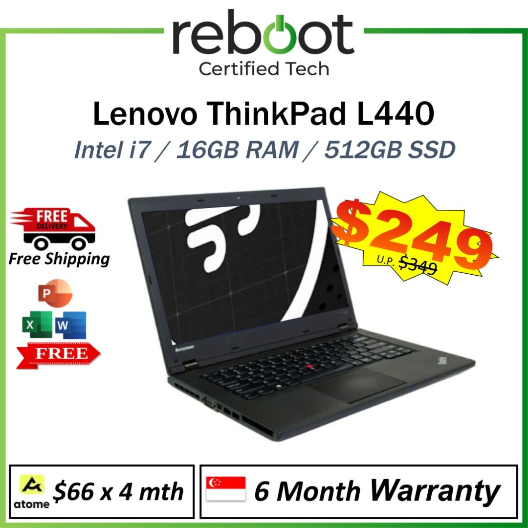 Lenovo 14 Inch i7 Laptop - 512GB + 16GB - SSD Drive - Free MS Office ...