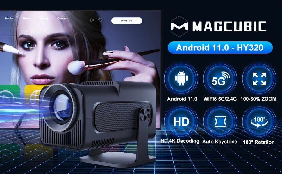 MagCubic 4K Mini Projector (Upgraded Brightness and Design )Auto ...