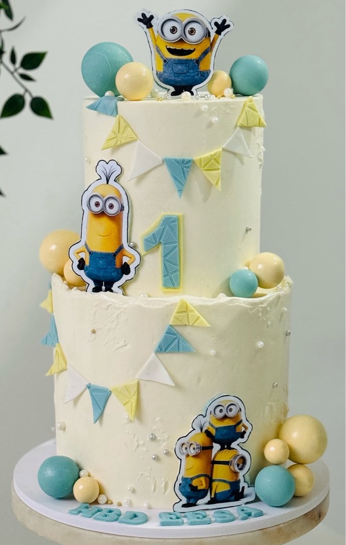 Minion Cake 2 tier cake/ customised cake / halal cake / kids cake, Food ...