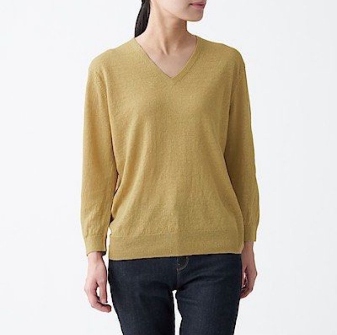 MUJI linen knit top, Women's Fashion, Tops, Blouses on Carousell