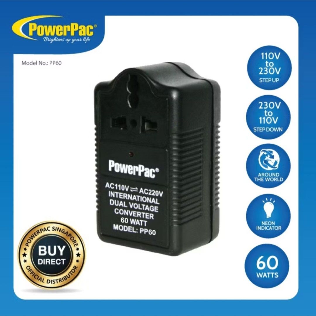 PowerPac Converter Transformer 60W Travel Adapter Step Up & Step Down ...