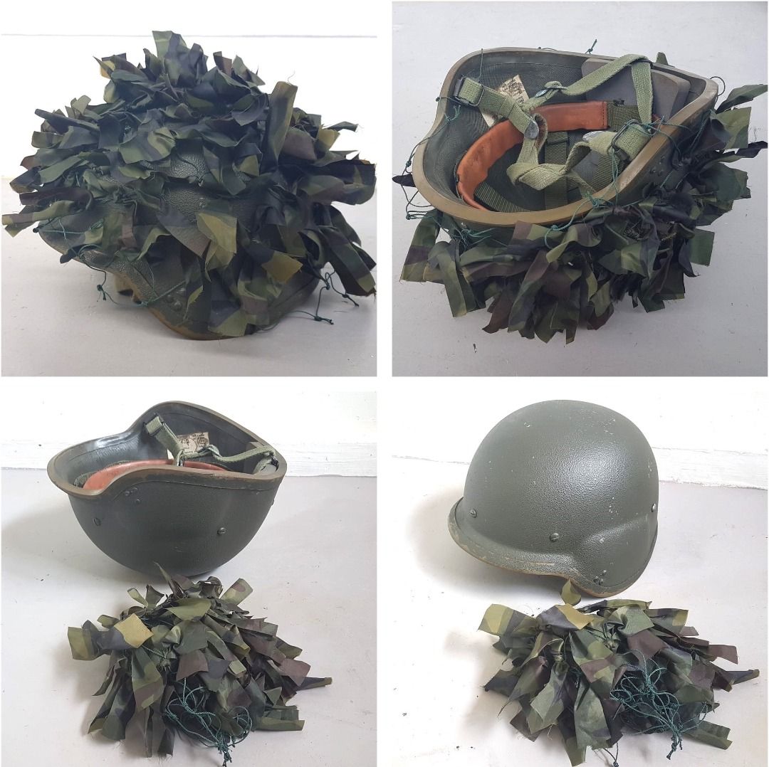 Rare Collectibles, 1995 SAF Camouflage Helmet & CAMO Netting, LARGE ...