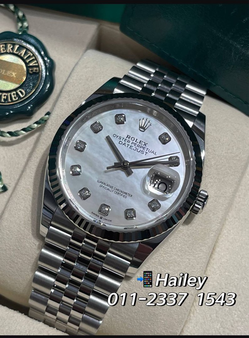 Rolex Datejust 36 126234 mop diamonds, Luxury, Watches on Carousell