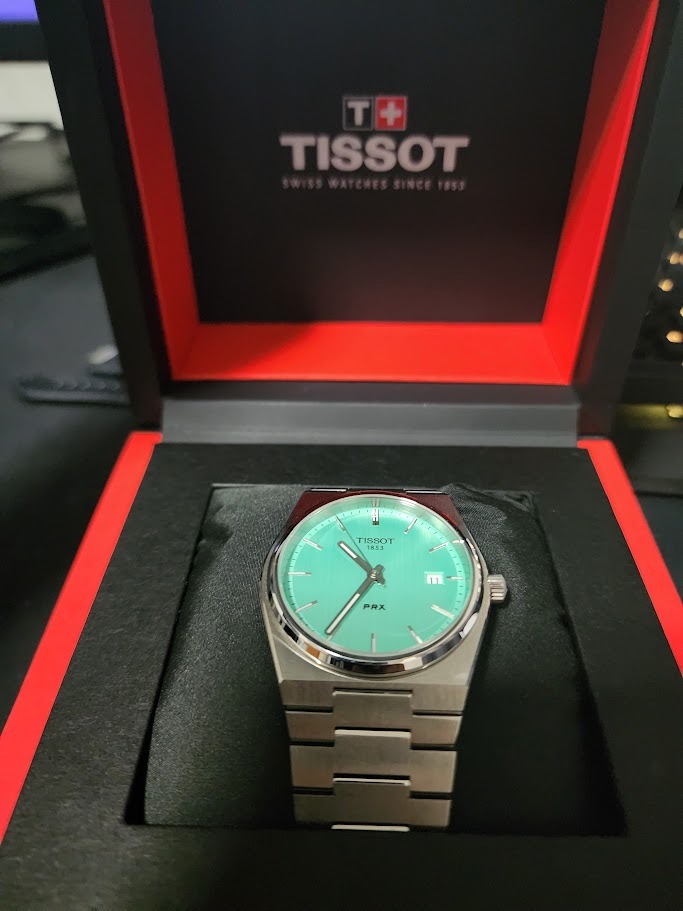 Tissot PRX Quartz Mint Green 40MM, Men's Fashion, Watches & Accessories ...