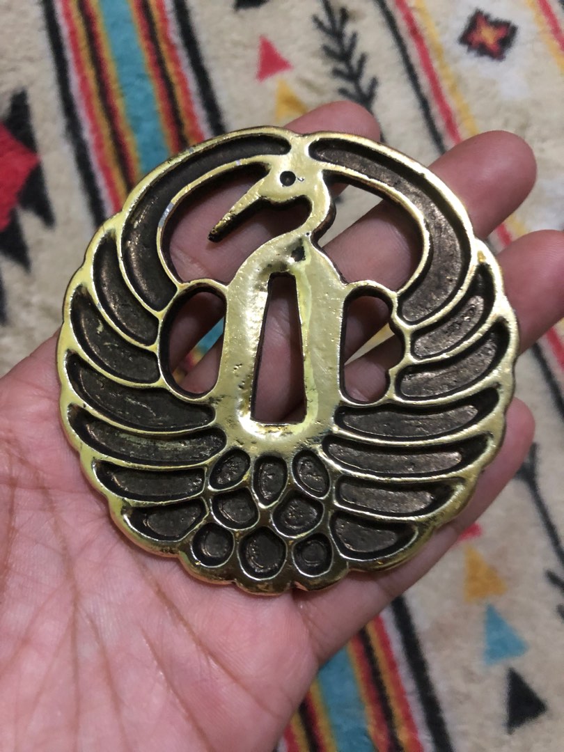 Tsuba Crane Samurai metal cast seal, Hobbies & Toys, Memorabilia ...