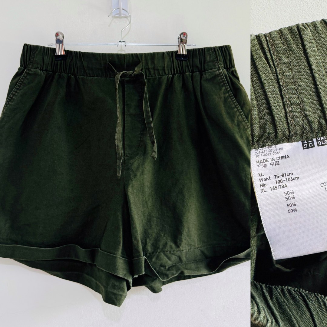Uniqlo garterized green short, Women's Fashion, Activewear on Carousell