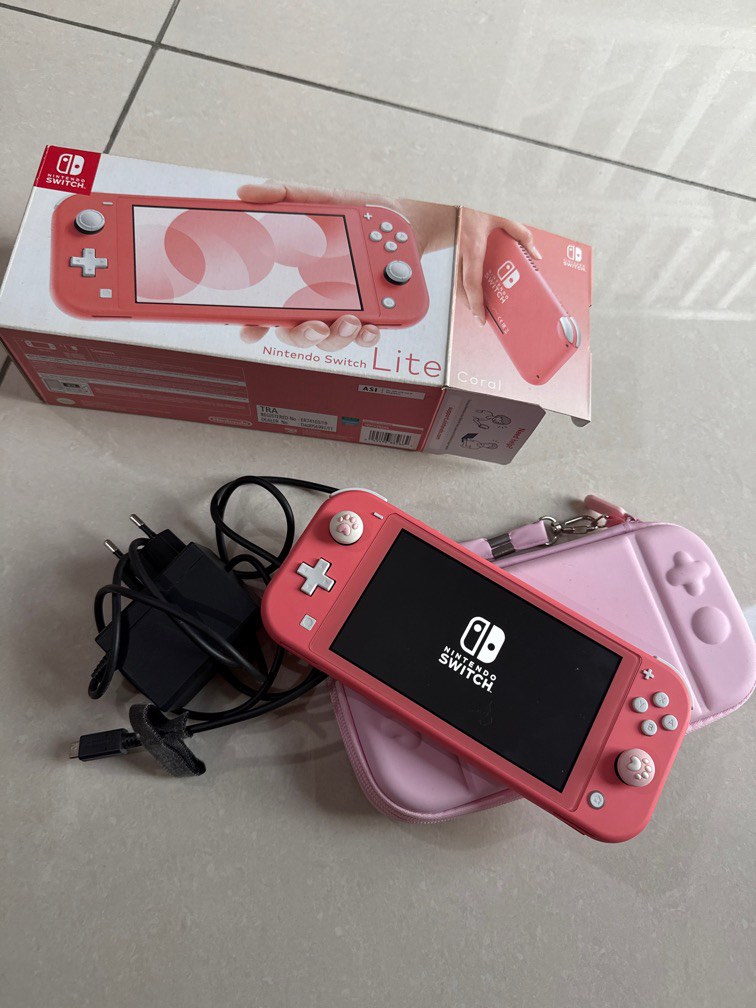 USED NINTENDO LITE PINK FULL SET BOX FREE BAG, Video Gaming, Video Game ...
