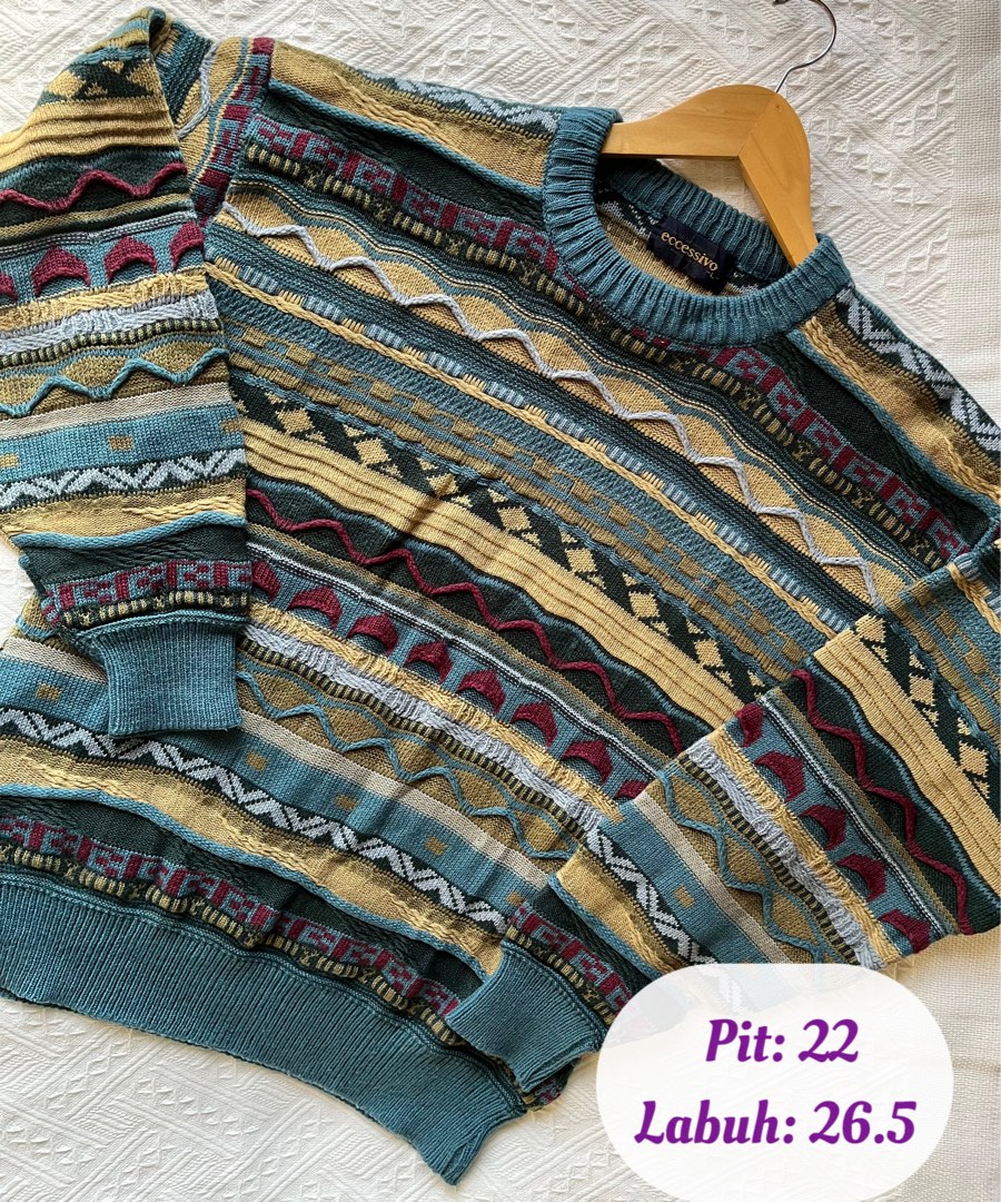 Vintage 3D knitwear Coogi style, Men's Fashion, Tops & Sets, Tshirts ...