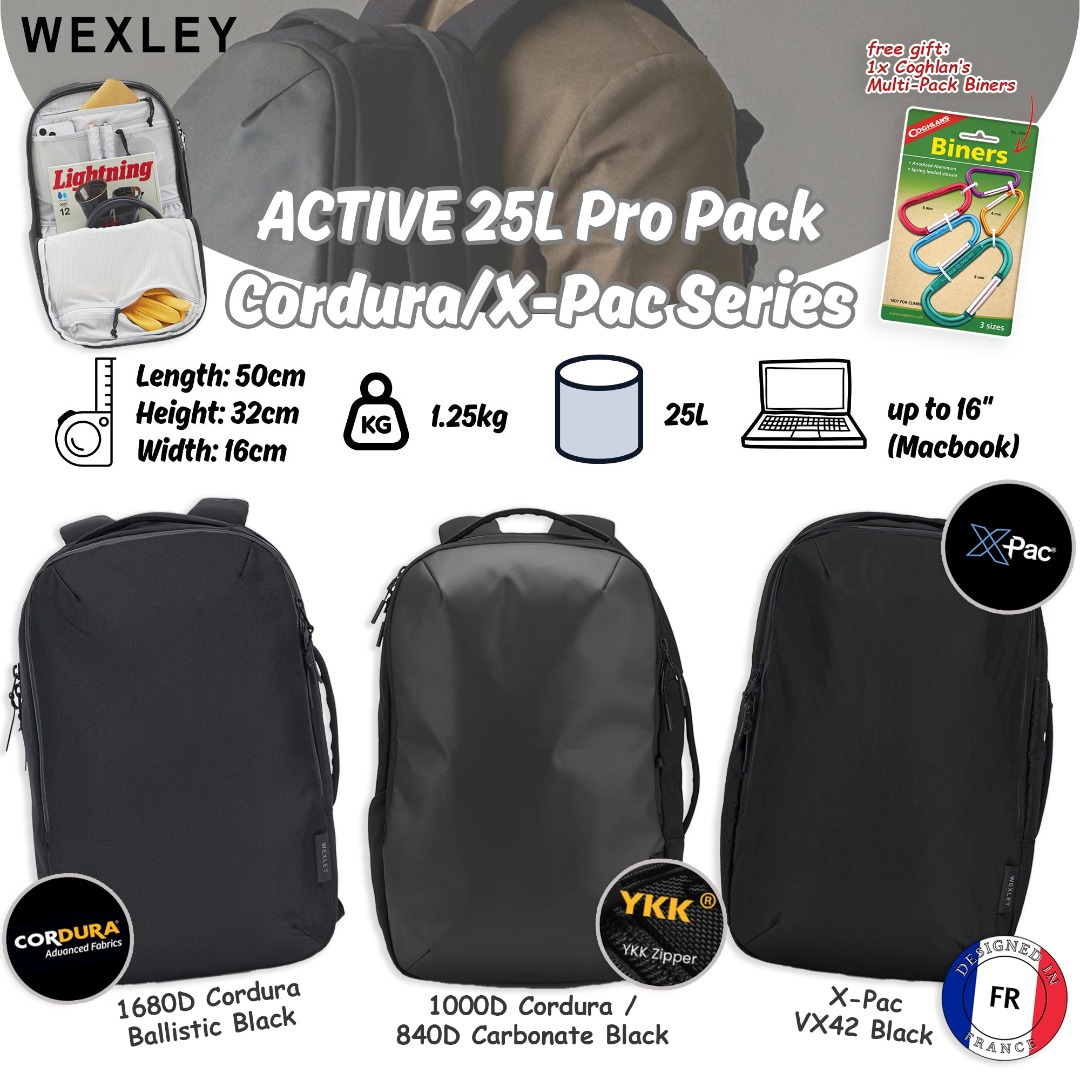 WEXLEY ACTIVE 25L Pro Pack Cordura/X-Pac Series | Travel Backpack | Laptop Backpack, Sports ...