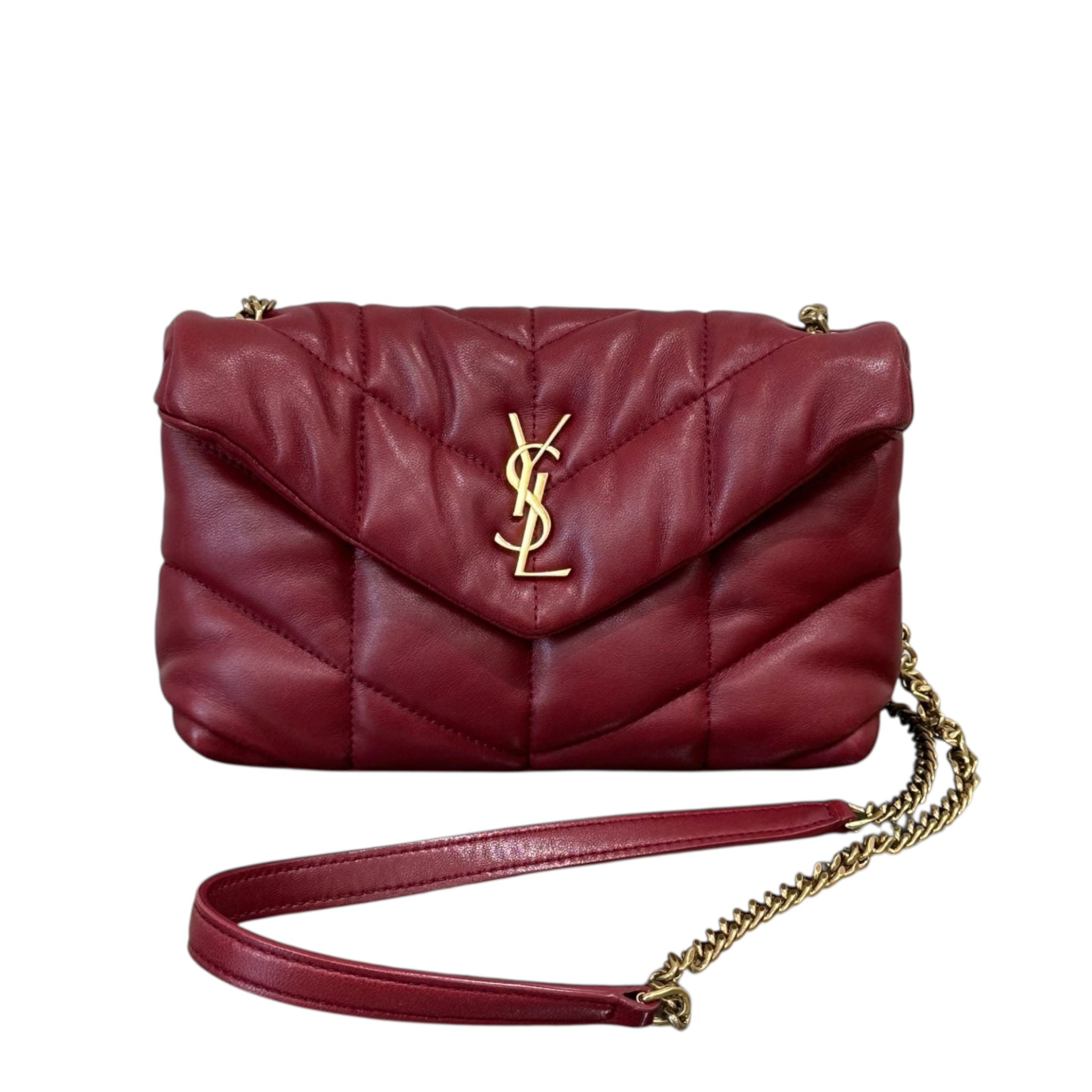 YSL Saint Laurent Loulou Puffer Shoulder Bag in Red GHW, Luxury, Bags ...