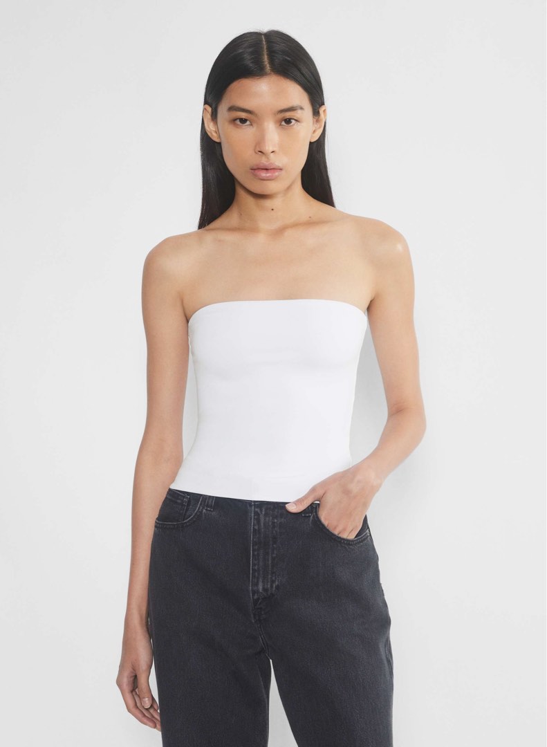 Aritzia Contour Tube Top (Bright White), Women's Fashion, Tops ...