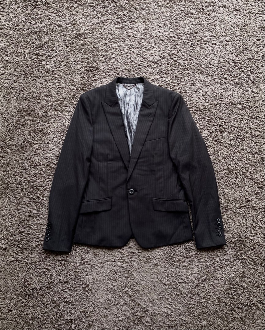 FUGA black striped blazer jacket emo, Men's Fashion, Coats, Jackets and ...
