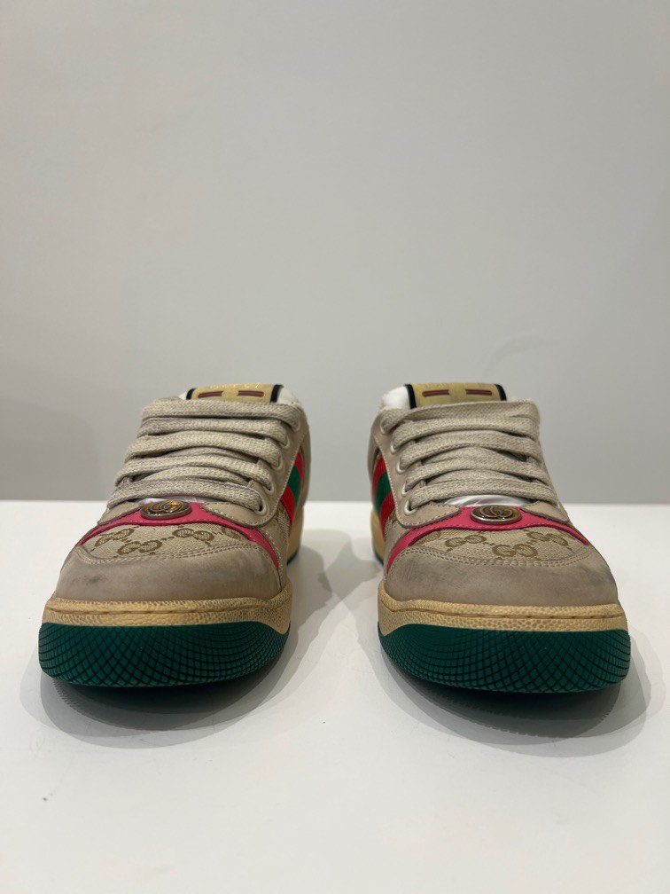 Gucci Screener 'Distressed Pink Green', Women's Fashion, Footwear ...