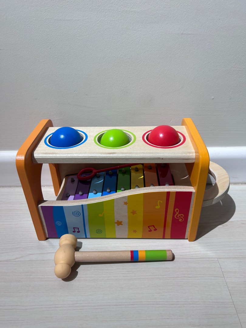 Hape Pound & Tap Bench with Slide Out Xylophone, Babies & Kids, Infant ...
