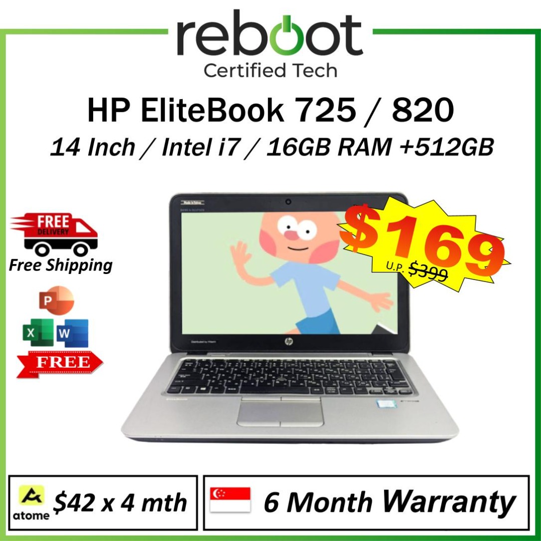 HP 725 / 820 Laptop - 16GB RAM - 12.5 Inch - Free MS Office + Free Windows 11 - - Updated ...