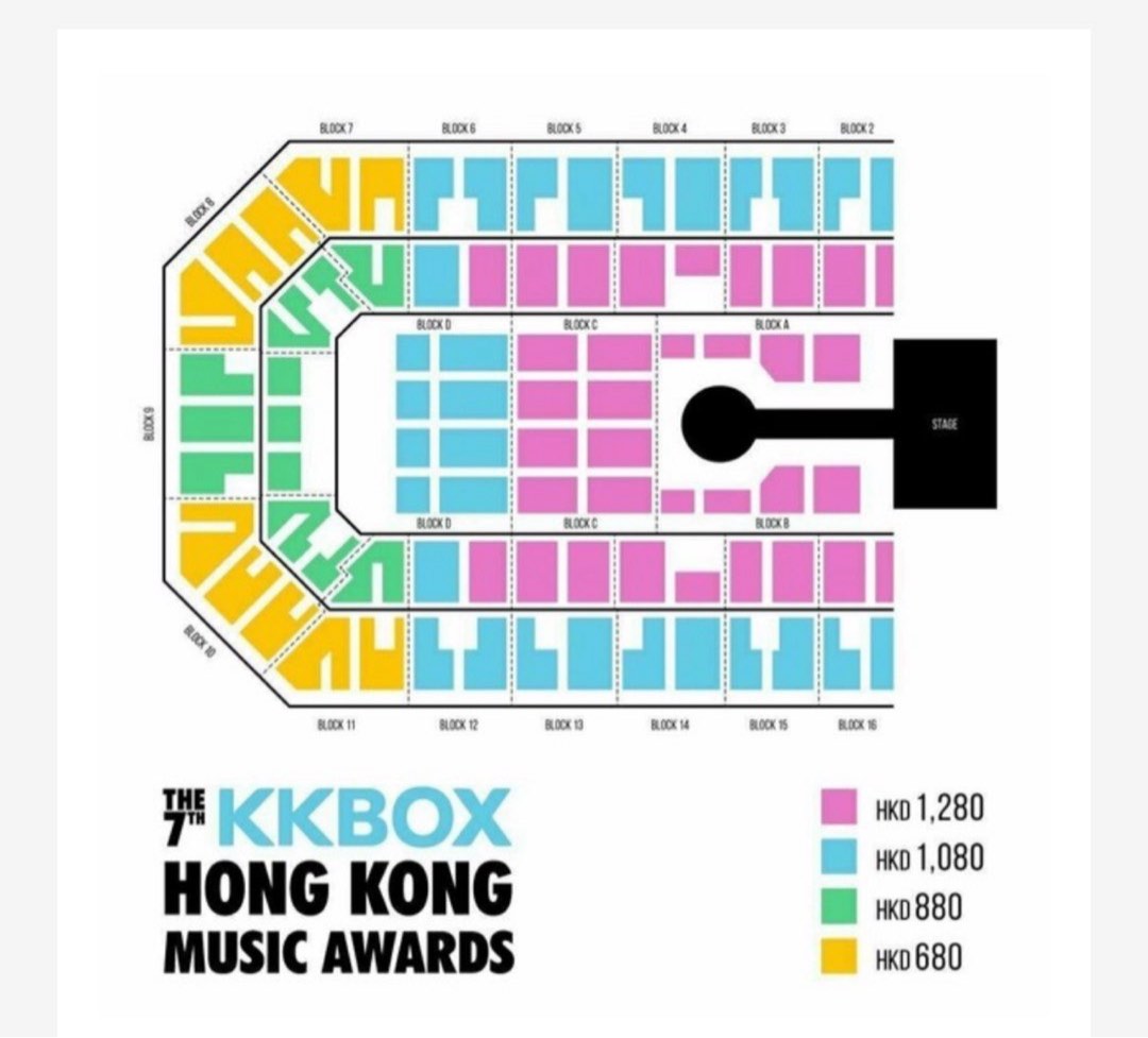 低於原價放KKBOX 1280*2連實體飛Block 13 Row H(前排）, 門票＆禮券, 活動門票 - Carousell