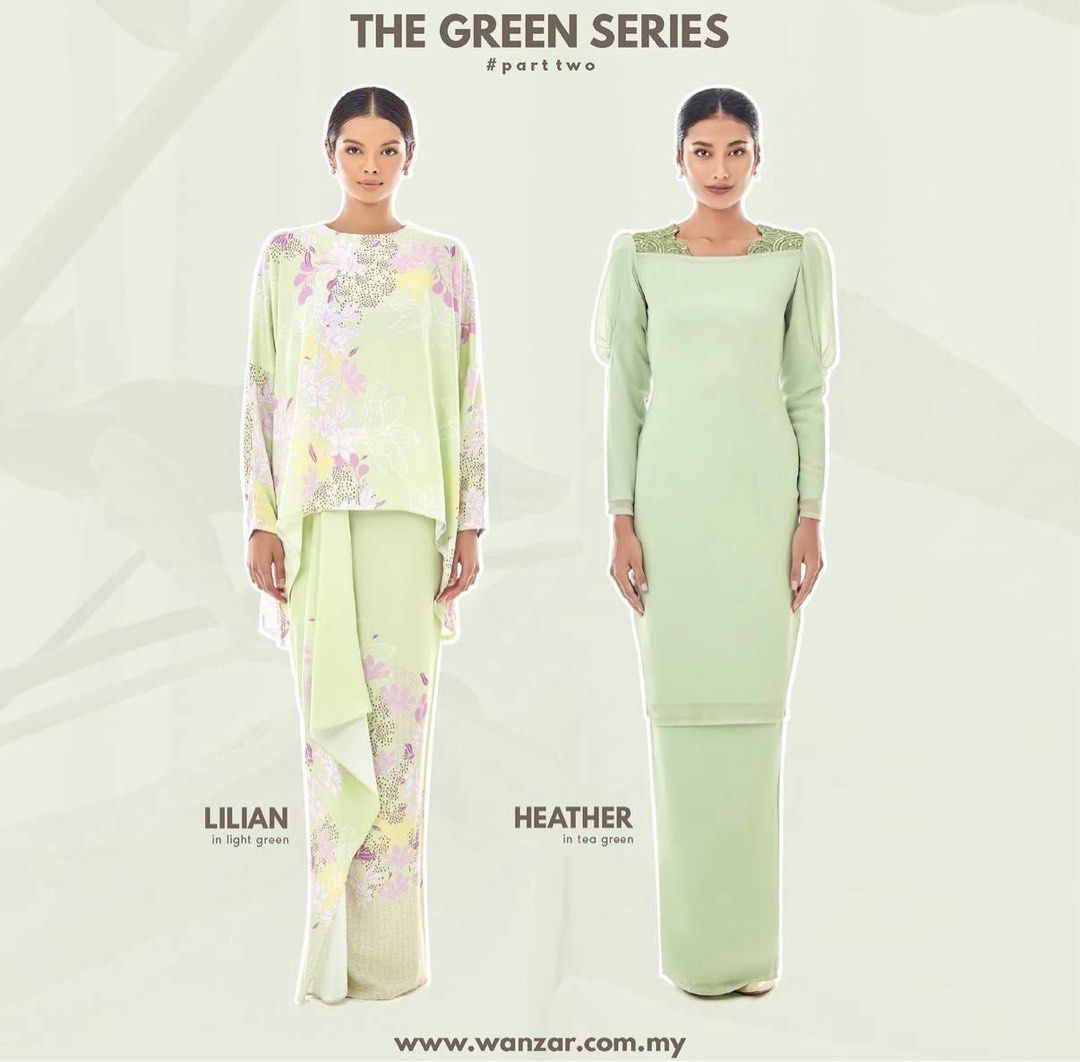 L Wanzar Lilian In Sage Green, Women's Fashion, Muslimah Fashion, Baju ...