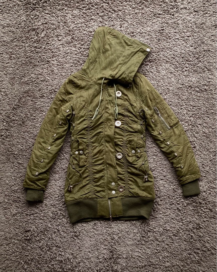 LIPSERVICE green military laced jacket parka emo punk vkei, Men's ...